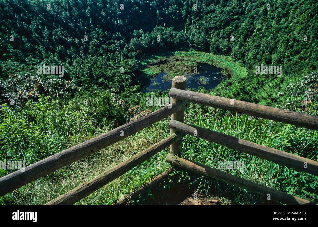 Viewing point at Troux aux Cerfs, extinct volcano in Mauritius, Indian ...