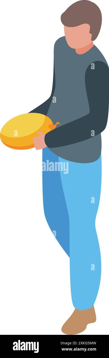 Cheesemaker is holding big cheese wheel and presenting his dairy ...