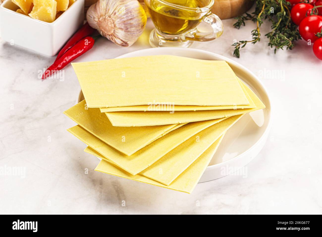 Italian cuisine - dry lasagna sheets for cooking Stock Photo - Alamy