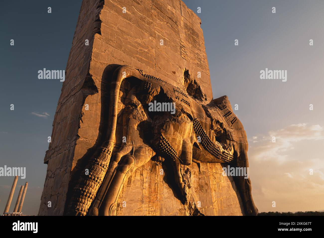 Relief of a huge bull in Persepolis, the ancient Persian capital dating ...