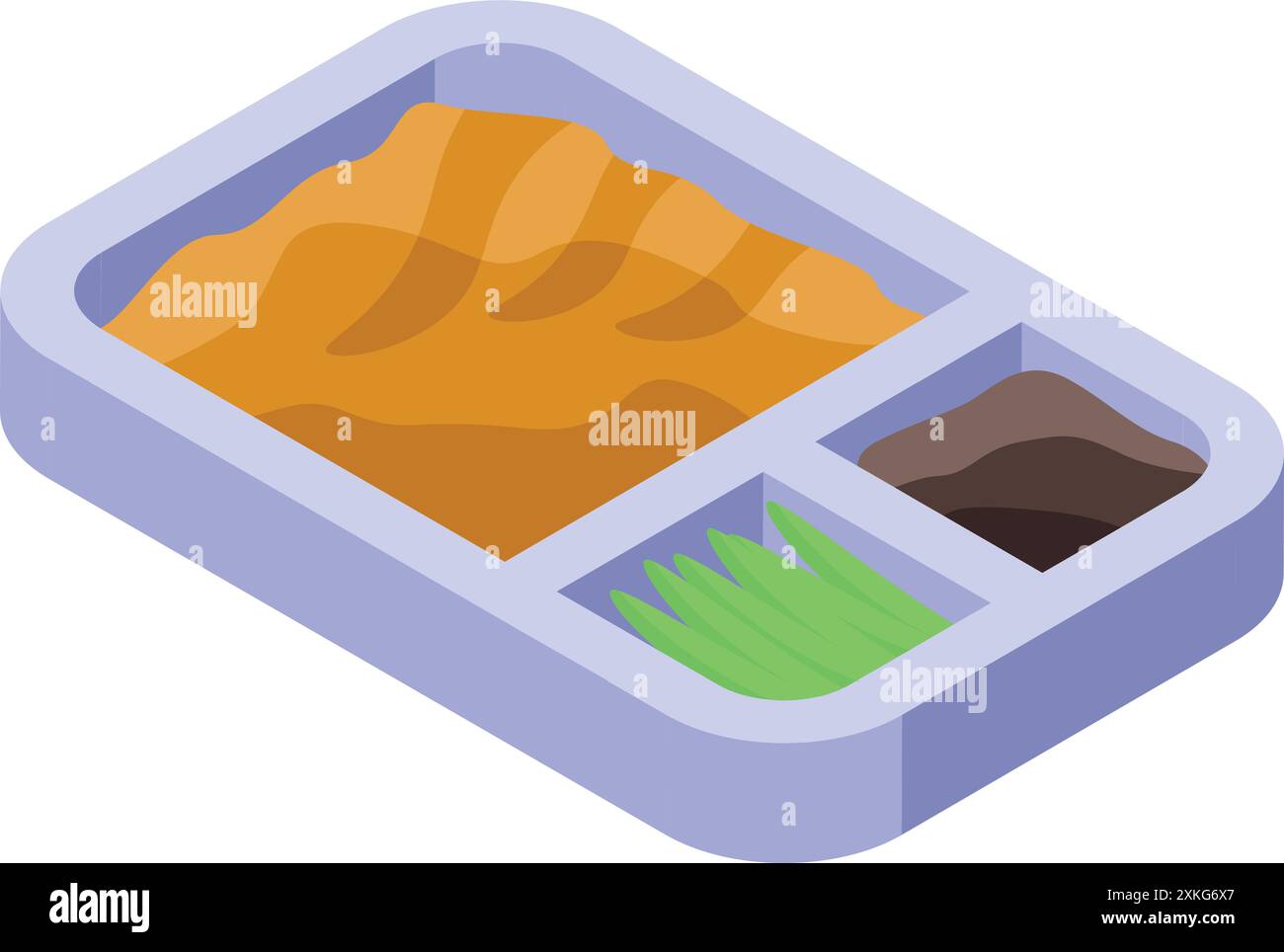 Isometric lunchbox containing a tasty meal with sauce, perfect for a ...