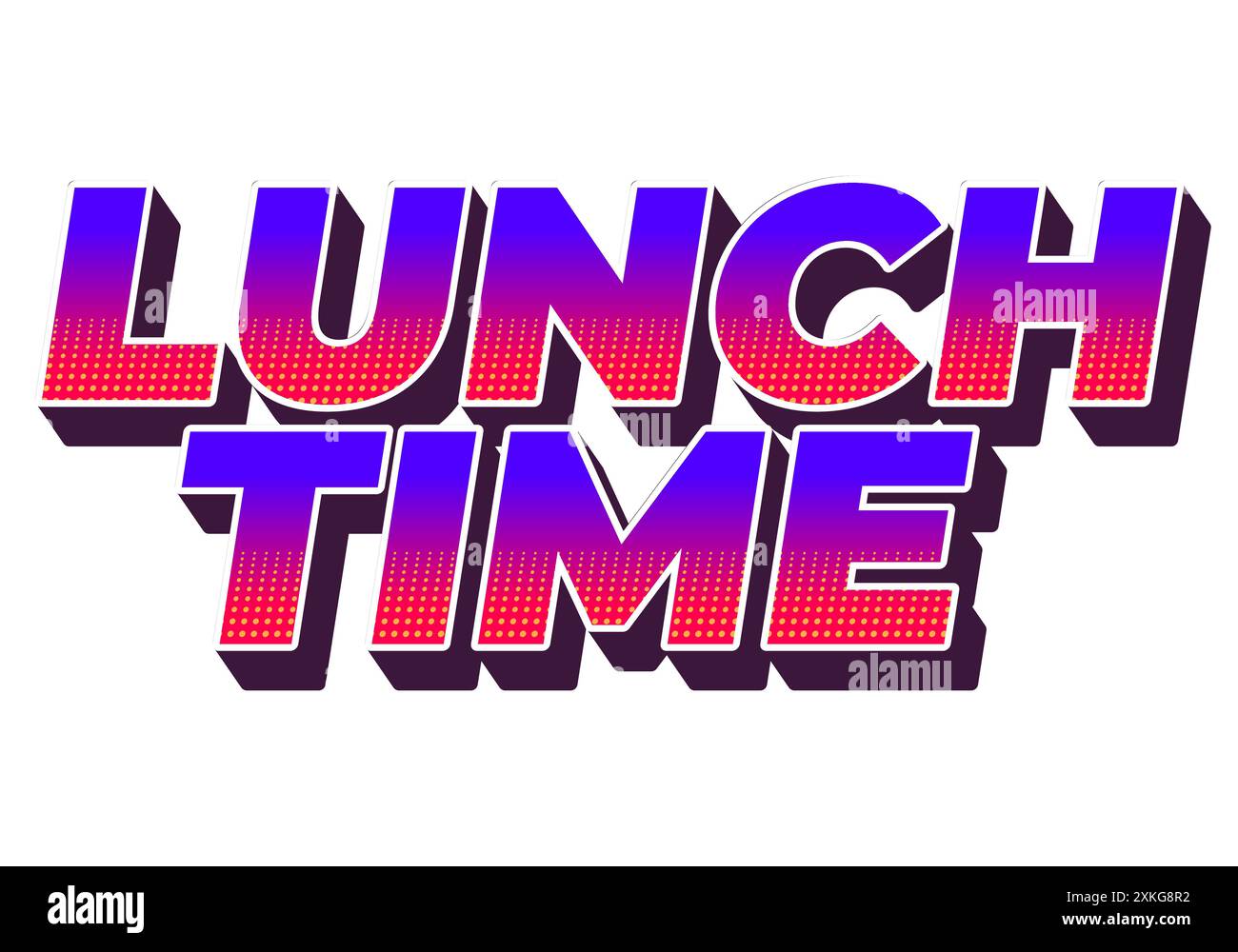 Lunch time. Text effect design in 3D style with good colors Stock ...