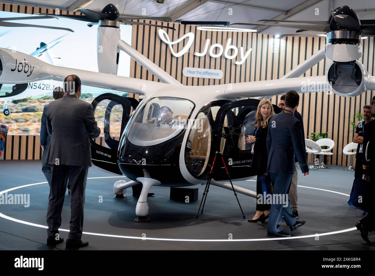 The Joby eVTOL electric air taxi is seen being exibited during the ...