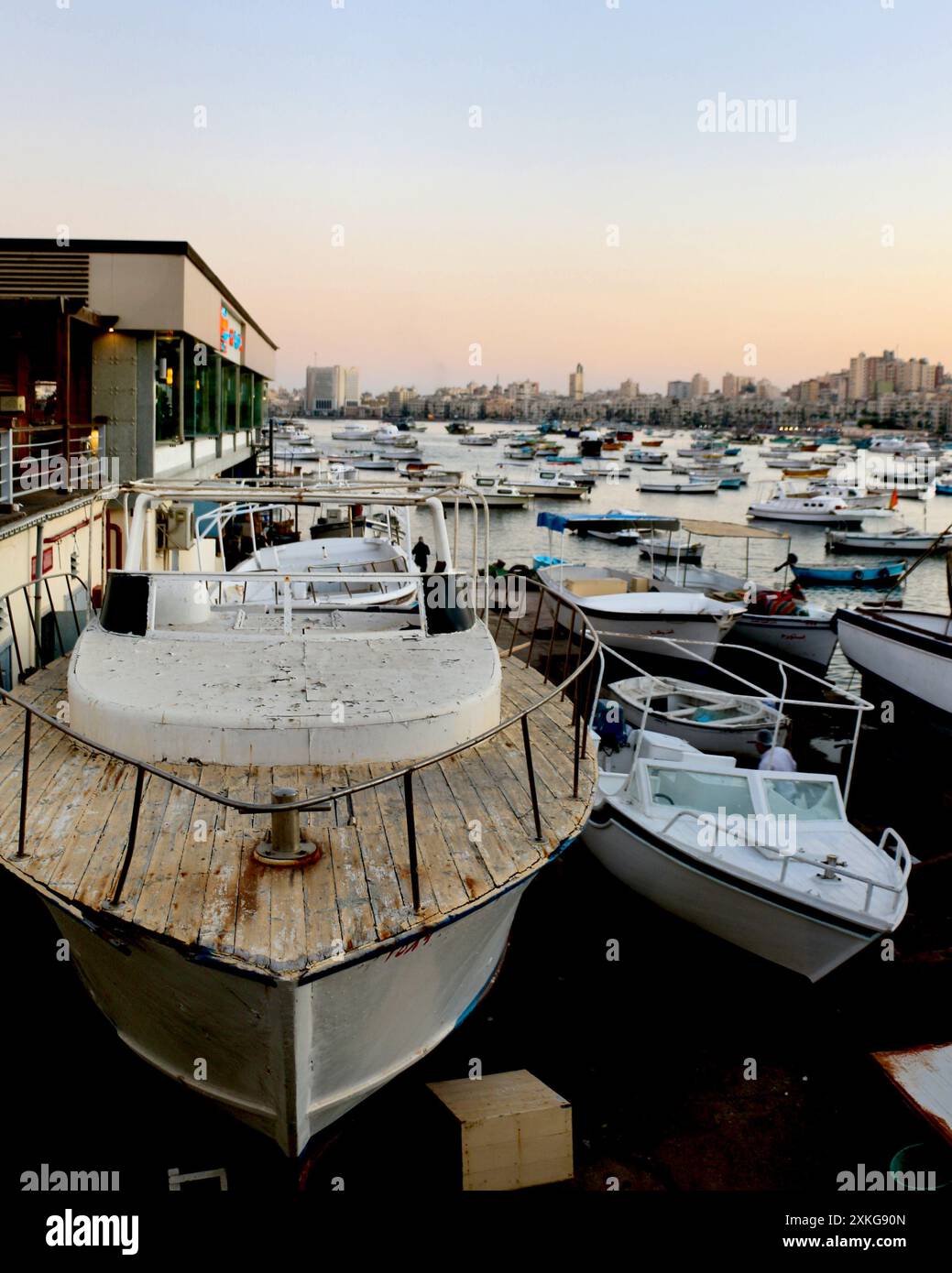 APrking boat in the port of alexandria Stock Photo - Alamy