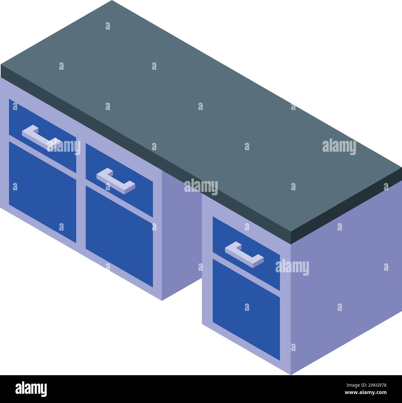 Isometric projection of a modern kitchen counter with drawers for ...