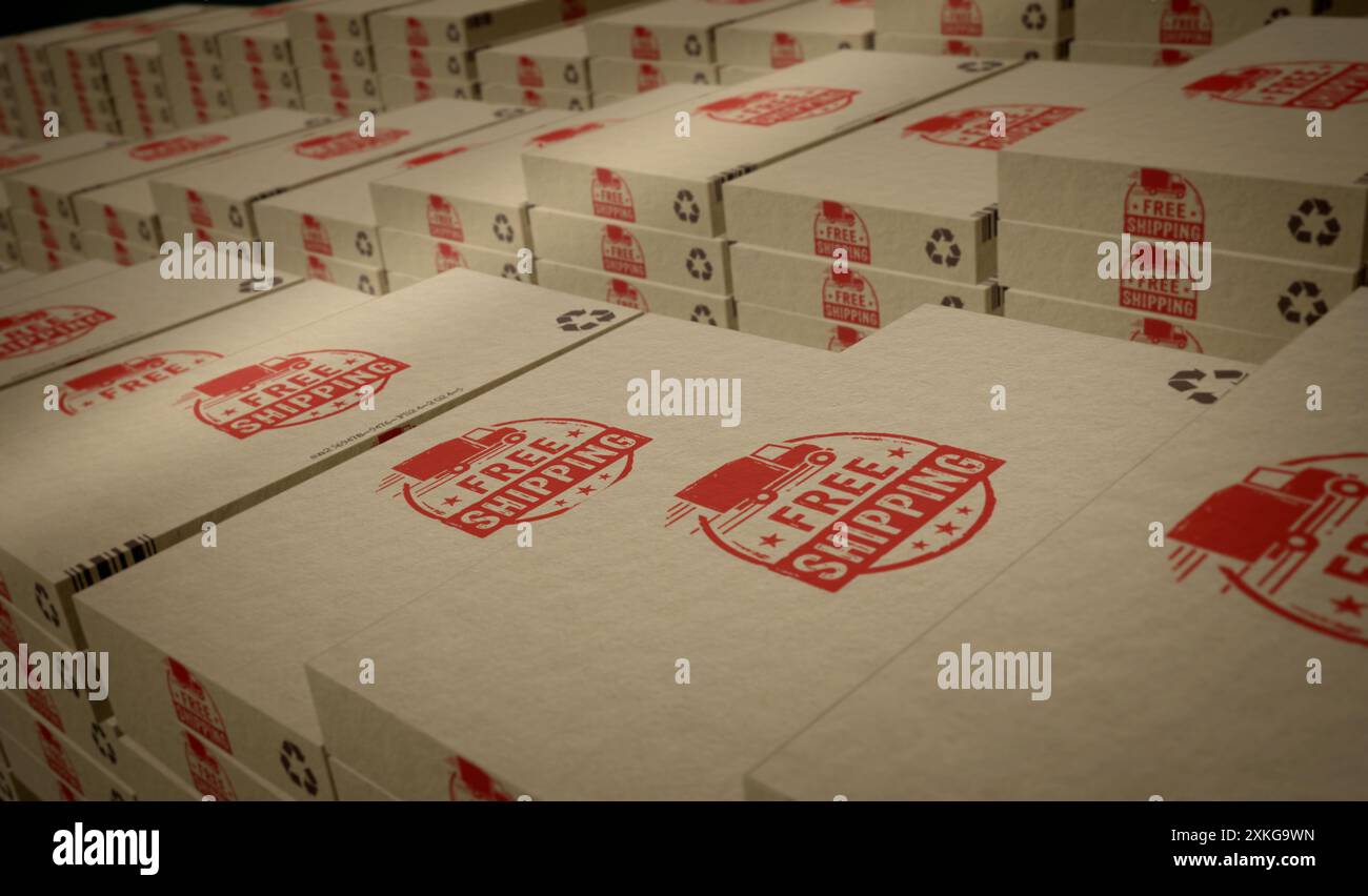 Free shipping box production line. Delivery promotion cardboard pack ...