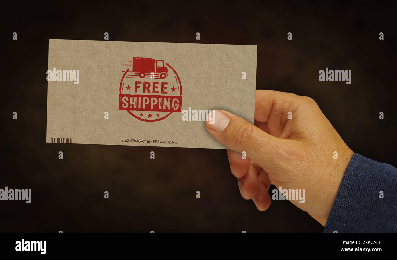 Free shipping box in hand. Delivery promotion cardboard pack factory ...