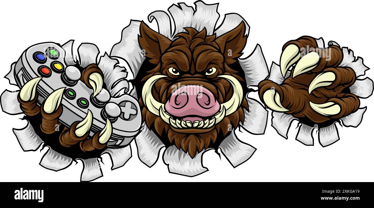 Boar Wild Hog Razorback Warthog Pig Gaming Mascot Stock Vector Image ...