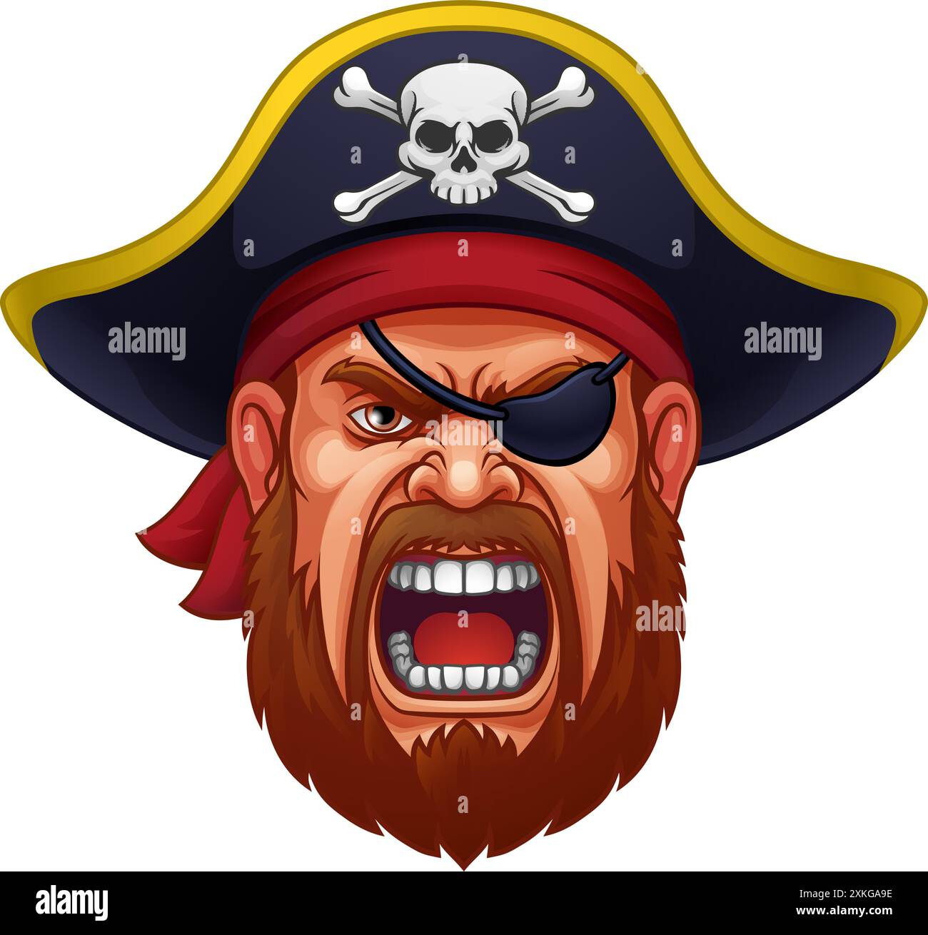 Pirate Captain Angry Mascot Cartoon Man Face Head Stock Vector Image ...