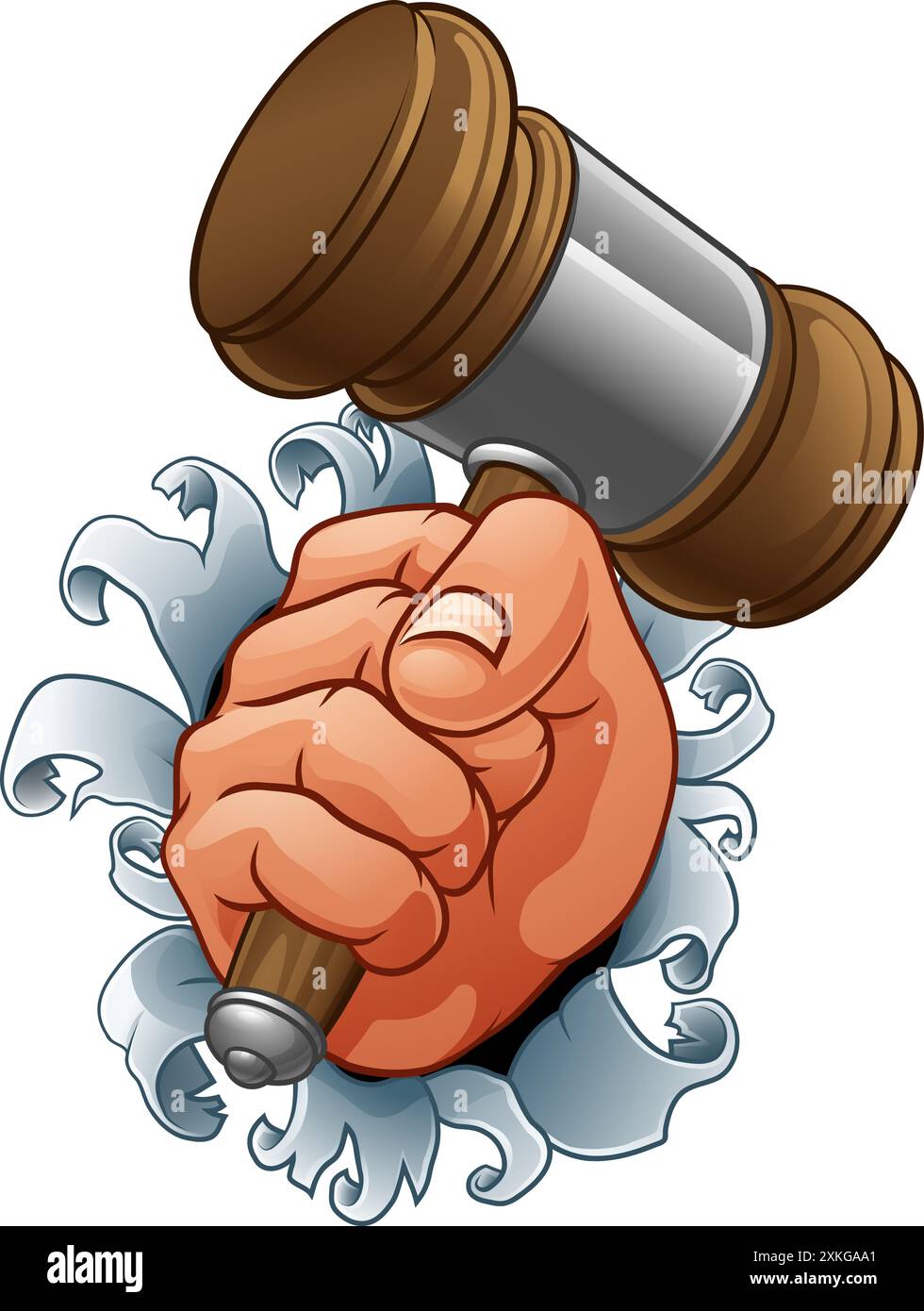 Auctioneer Judge Hand Holding Wooden Hammer Gavel Stock Vector Image ...