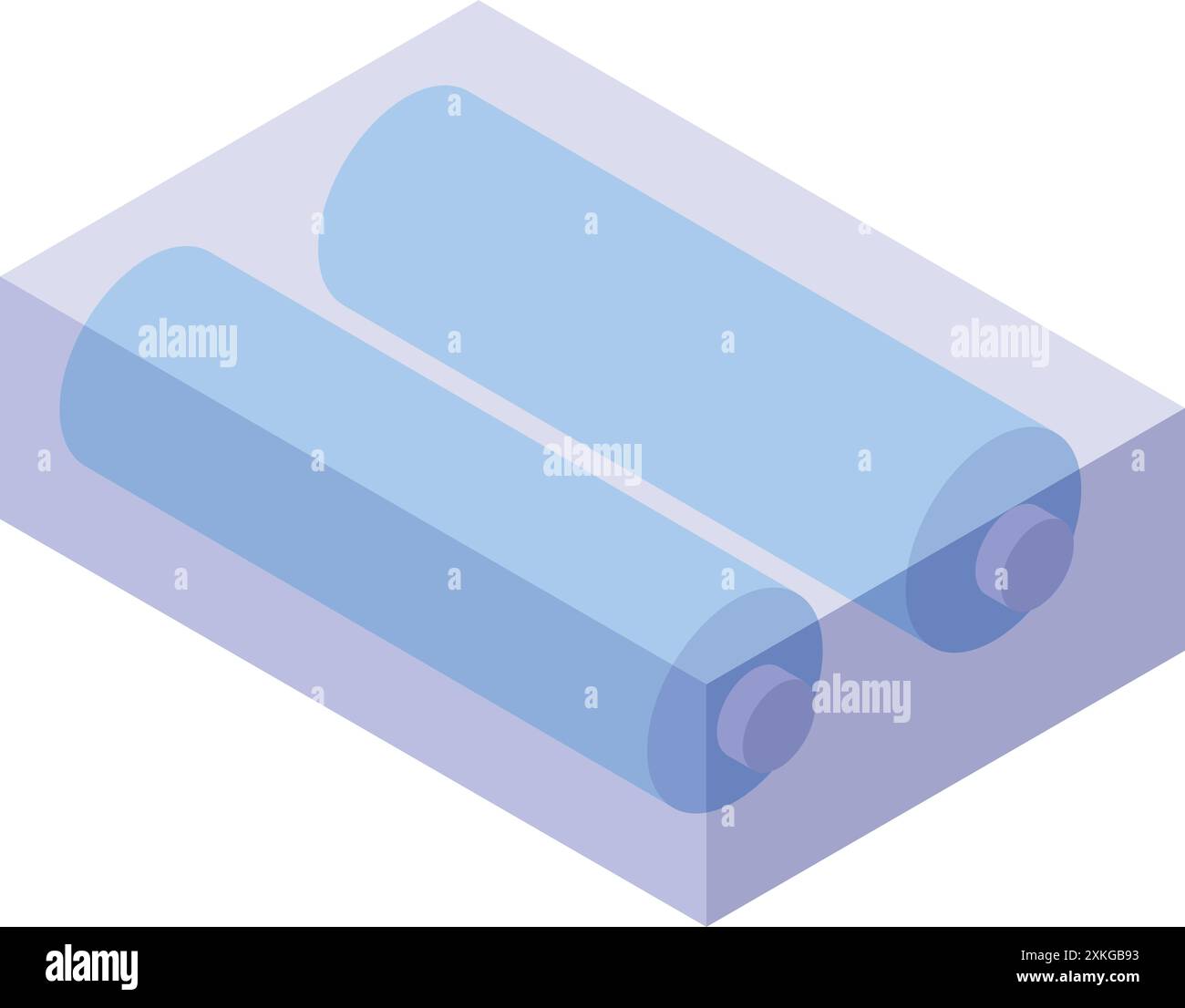 Illustration of two blue alkaline batteries lying in box, concept of ...