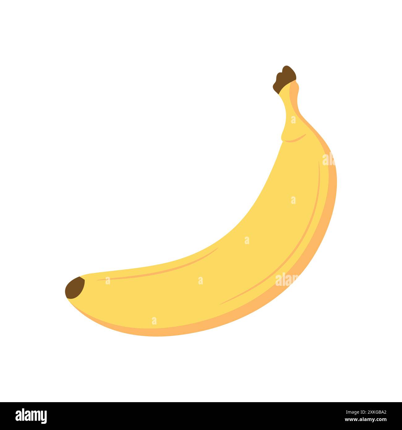 Simple banana fruit in flat style isolated on white background. Cartoon banana. Vector ...