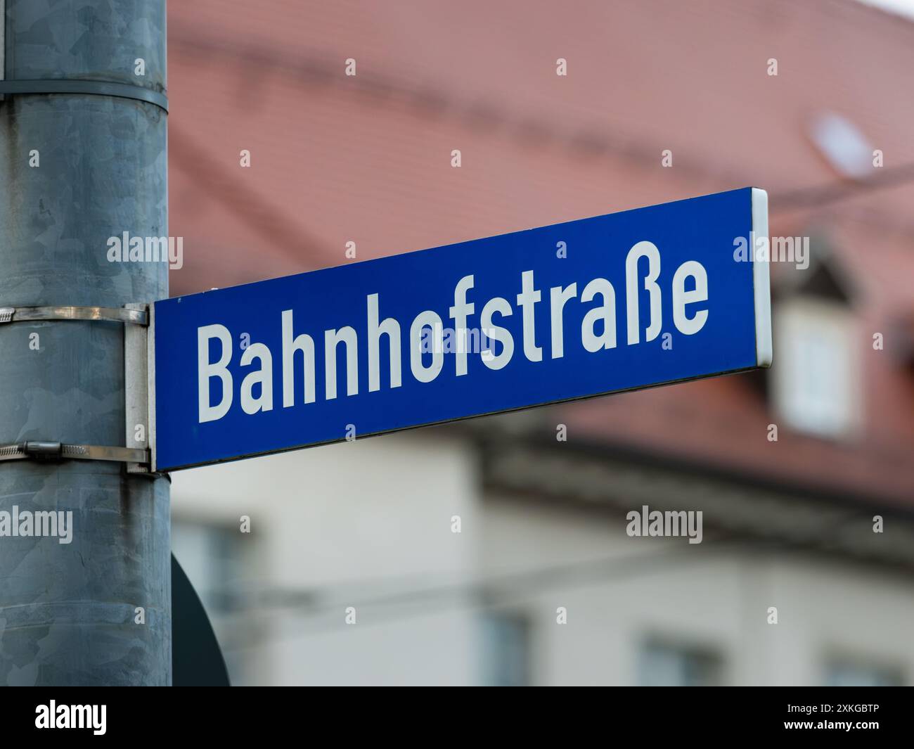 Bahnhofstraße (central station) road name sign in Germany. Main street ...