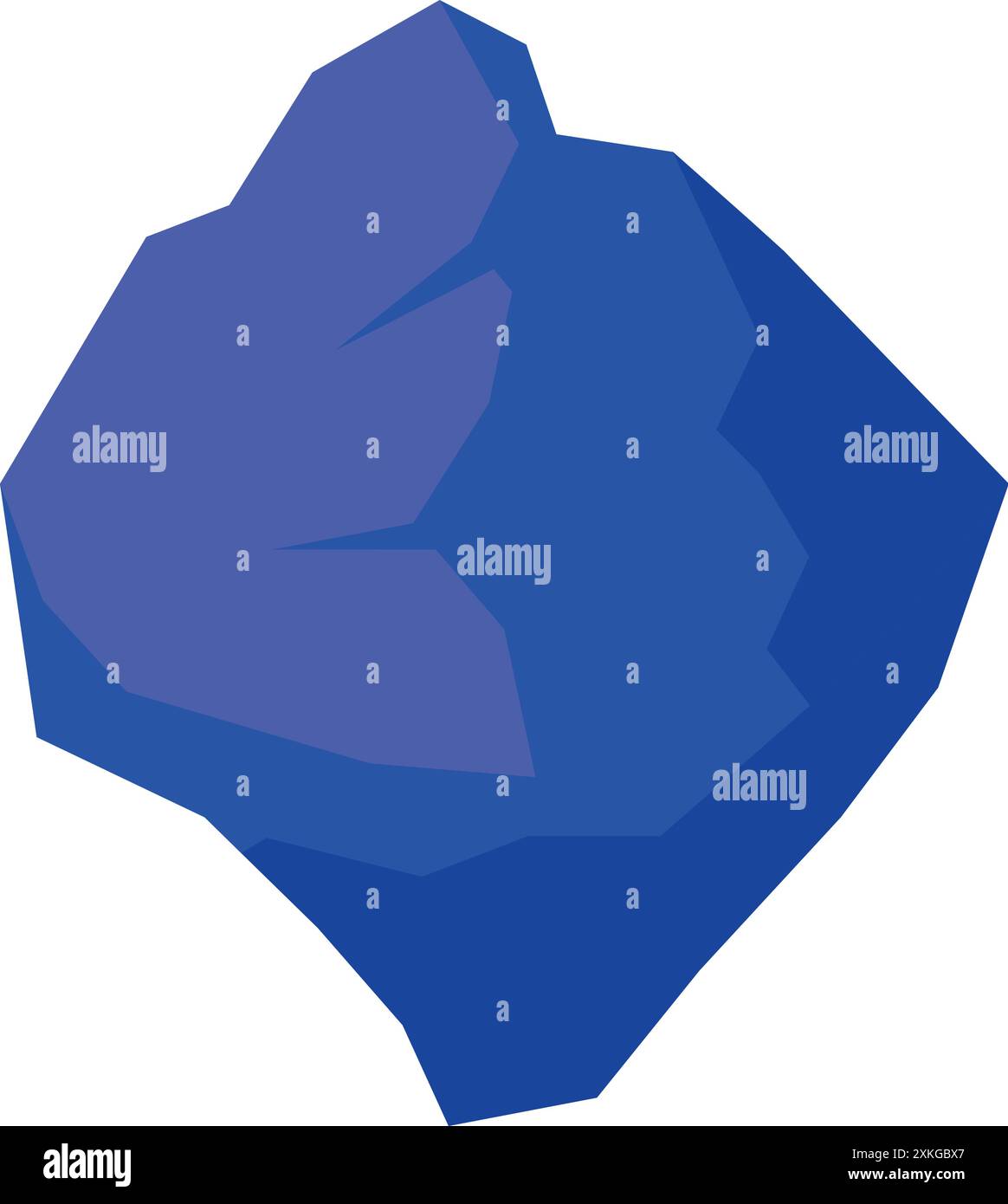 Blue crystal rock illustration presenting a rugged and geometric shape ...