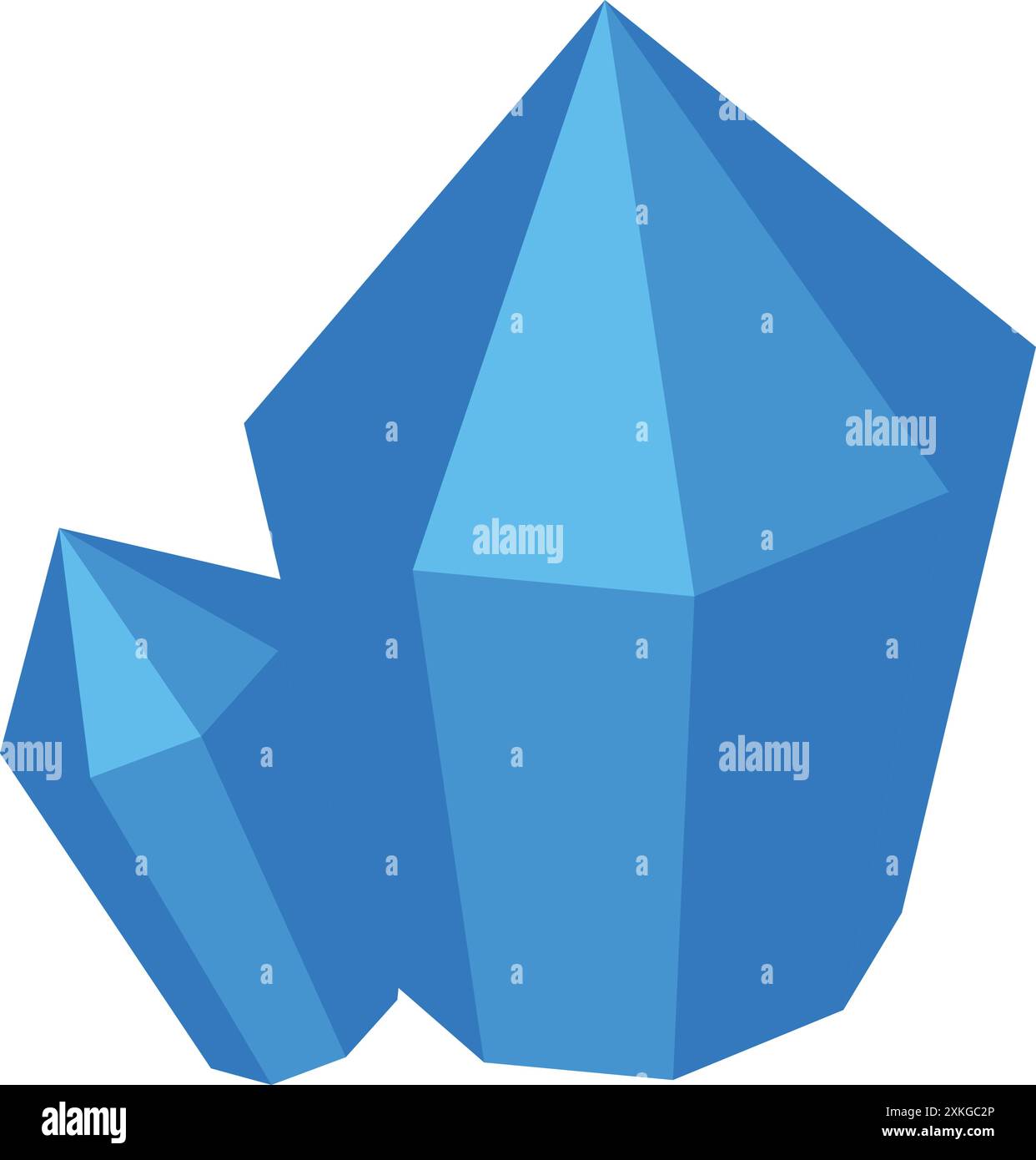 Illustration of two big light blue crystals are standing on white ...