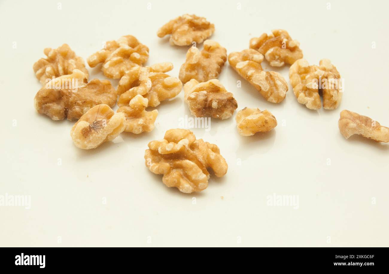 walnuts with and without shell, on white background Stock Photo - Alamy