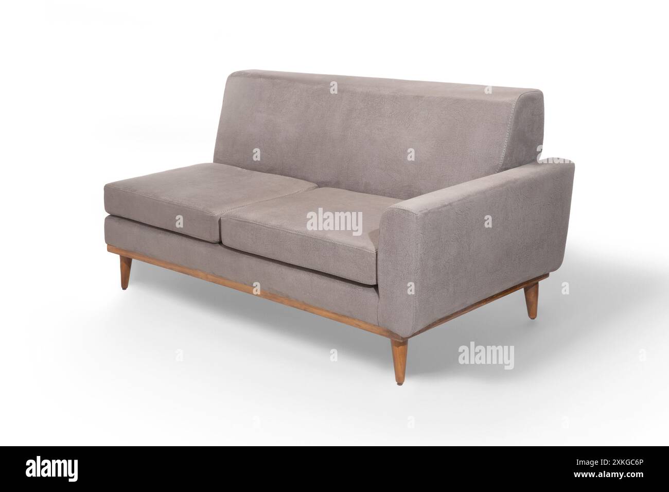 Modern grey sofa with wooden legs, angled view Stock Photo - Alamy