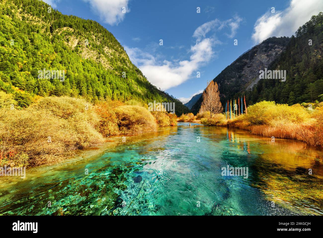 Amazing sunny landscape with azure river among mountains Stock Photo ...