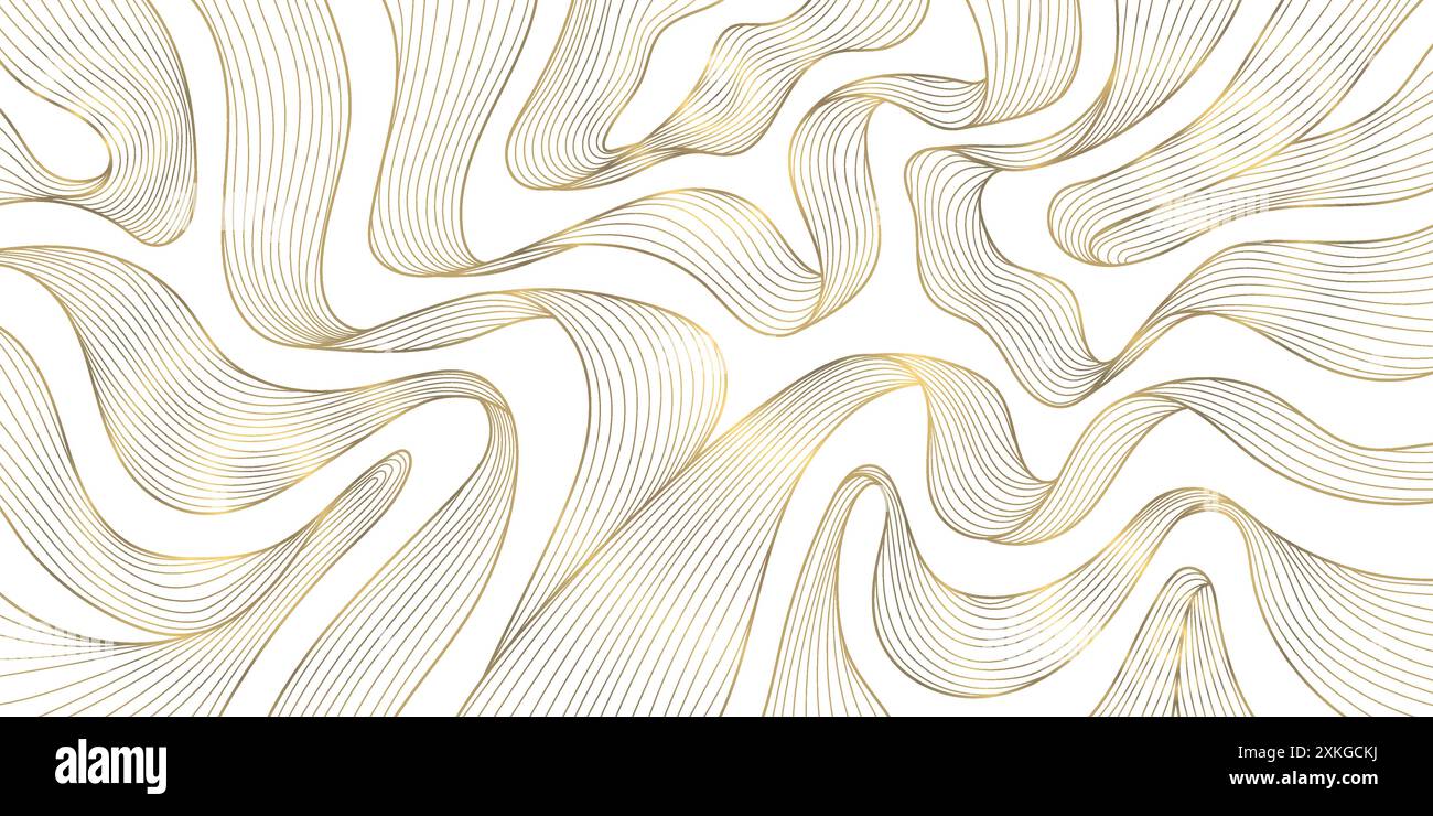 Vector gold on white line wave background, premium wave ribbons ...