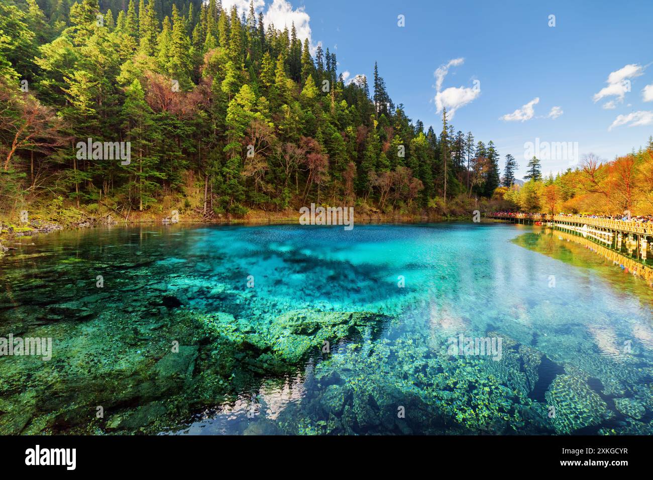 Amazing view of the Five Coloured Pool (the Colorful Pond Stock Photo ...