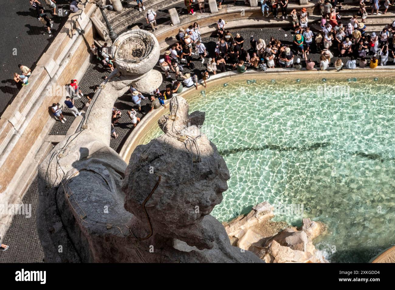 July 22, 2024, Roma: An aereal view of Trevi fountain from Poli Palace ...