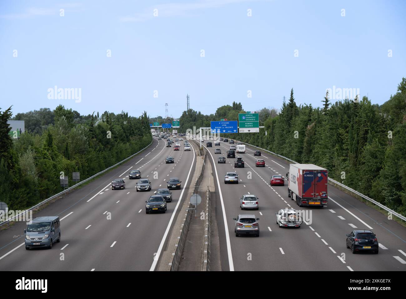 During vacation, there was a traffic jam on the A7 highway near Valence ...