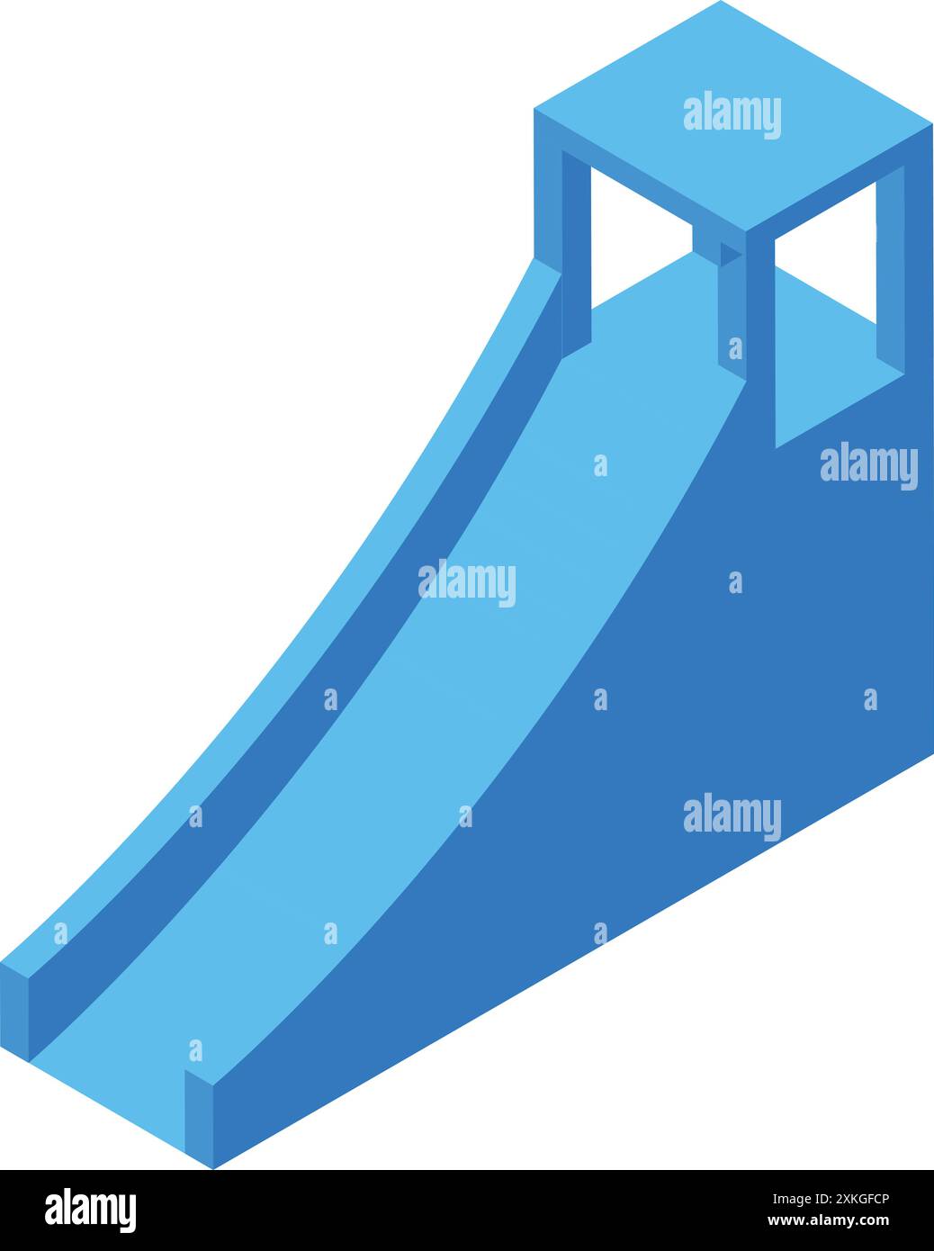 Blue slide is standing out from white background in isometric view ...