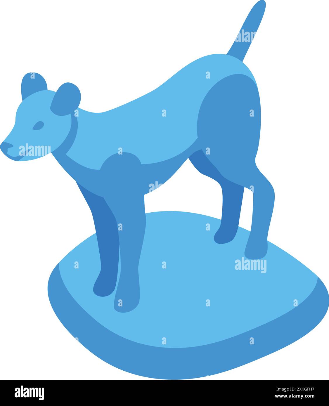 Simple blue dog figurine standing on a matching pedestal, minimalist ...