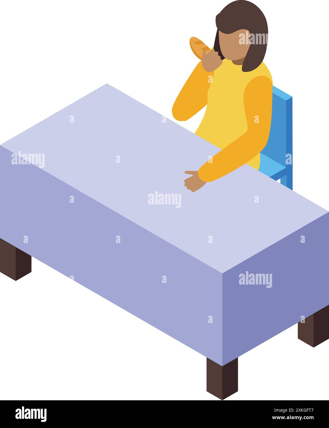 Female sitting table eating lunch Cut Out Stock Images & Pictures - Alamy