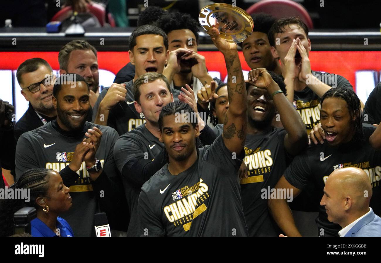 Las Vegas, USA. 22nd July, 2024. Members of Miami Heat celebrate after ...