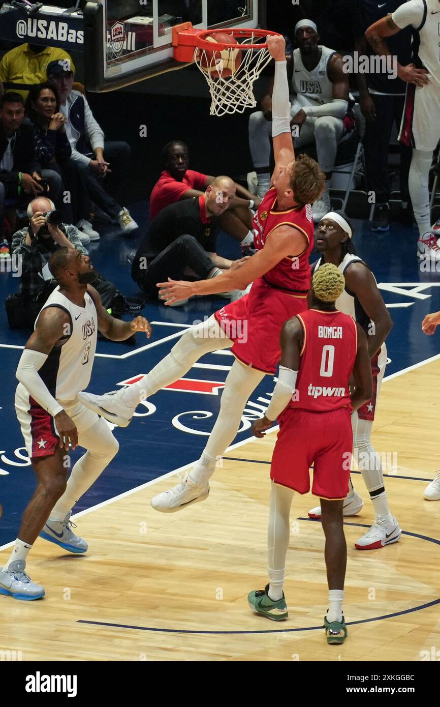 London, UK. 22nd July, 2024. LEBRON JAMES TEAM USA AND MORITZ WAGNER ...