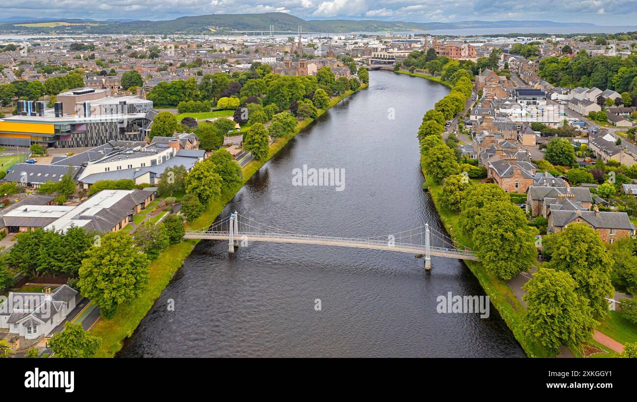 Inverness Scotland River Ness looking over Bishop Road Eden Court the ...