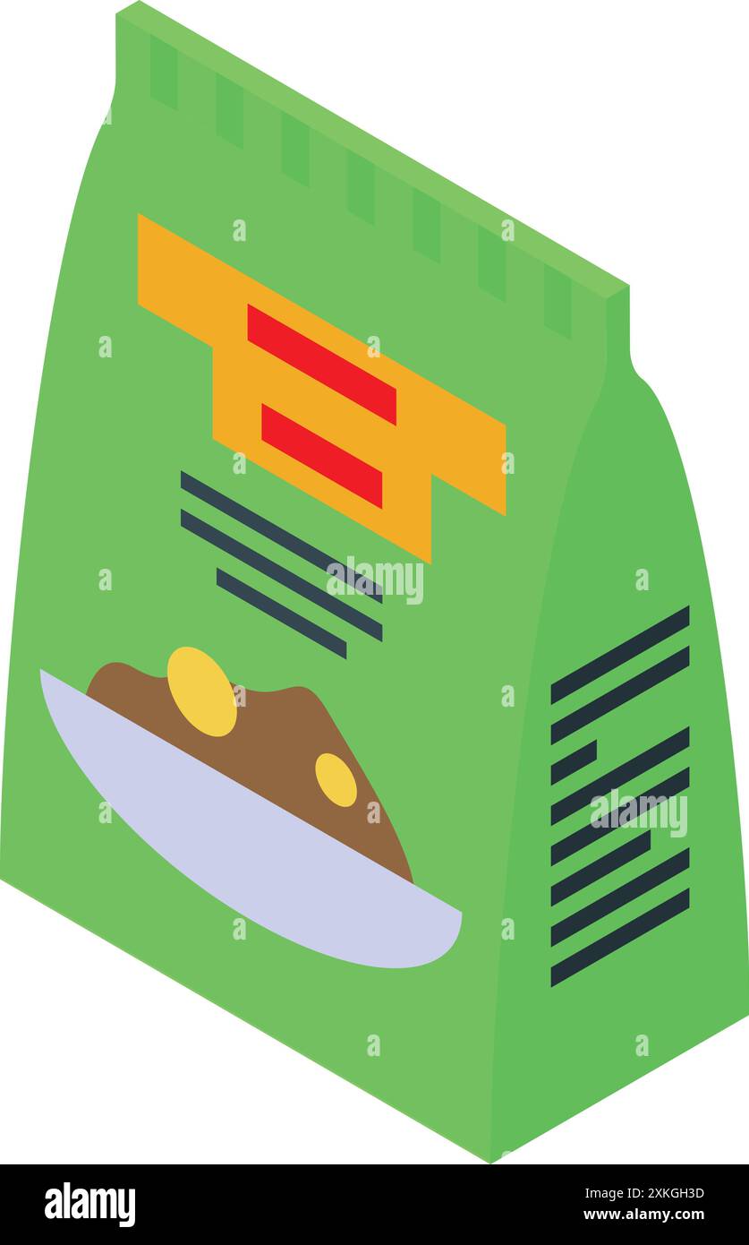 Green foil food bag packaging with serving suggestion on white ...