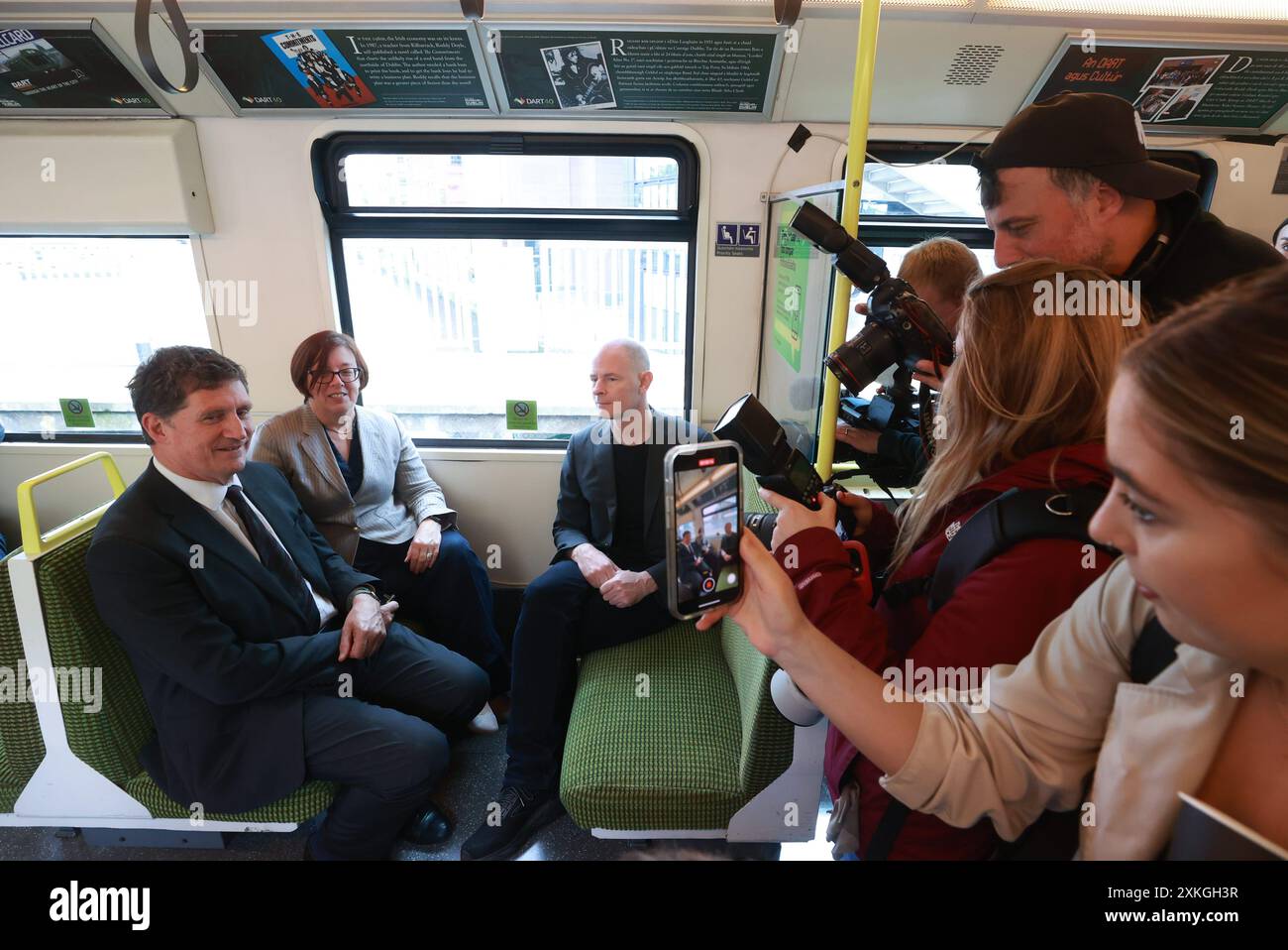 Transport minister Eamon Ryan on a train at a ceremony marking the 40th ...
