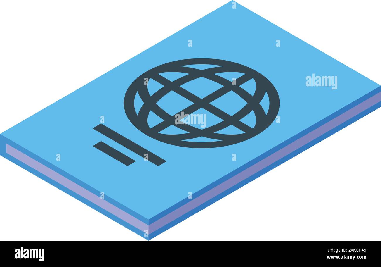 Isometric icon of a blue passport representing international travel and ...