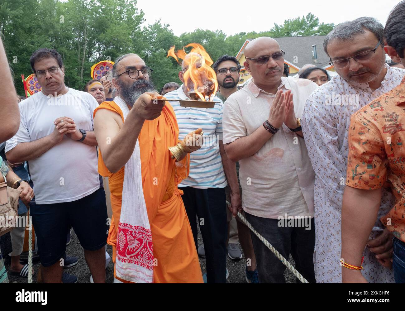 At the start of the Ratha Yatra chariot procession Swami Pandit ...