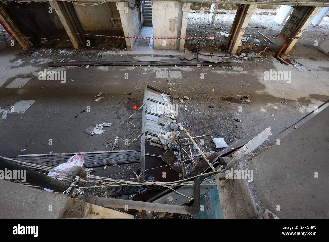 Naples, Italy, 23 July 2024. The balcony on the ground, inside the ...