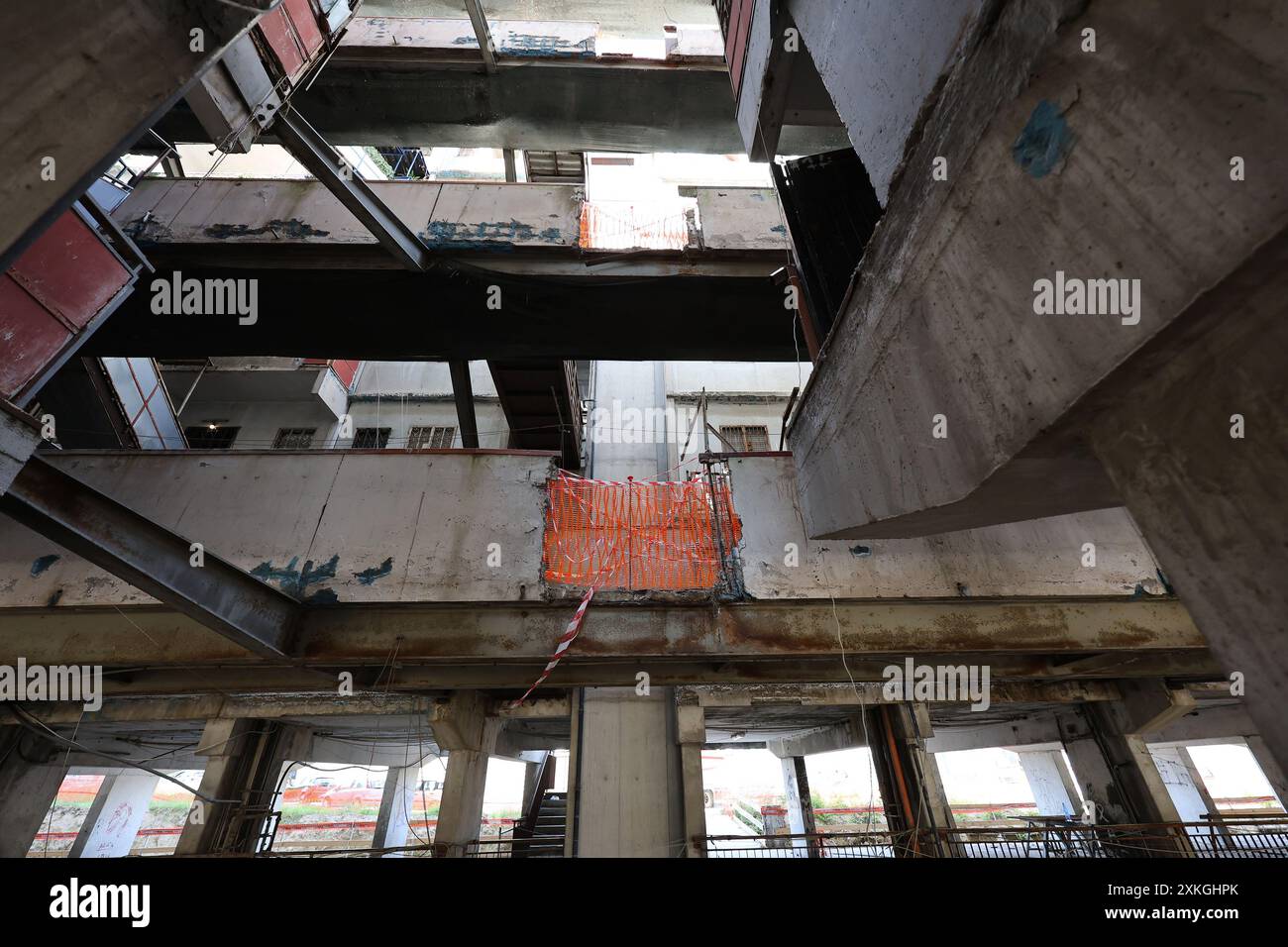 Naples, Italy, 23 July 2024. The point from where the balcony detached ...