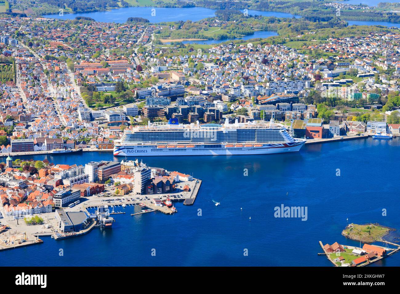 P&O cruise ship "Iona" berthed in Stavanger harbour, taken from ...
