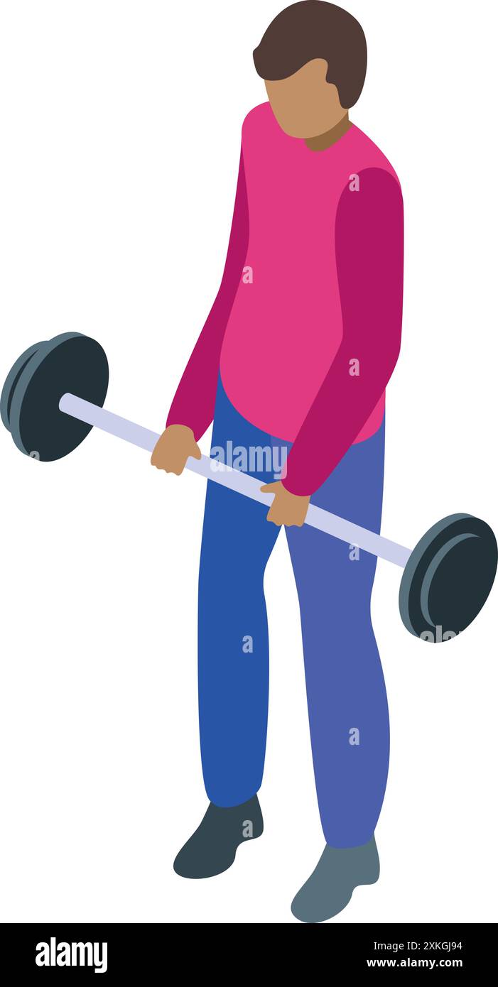 Young man is lifting weights, showcasing the dedication and effort ...