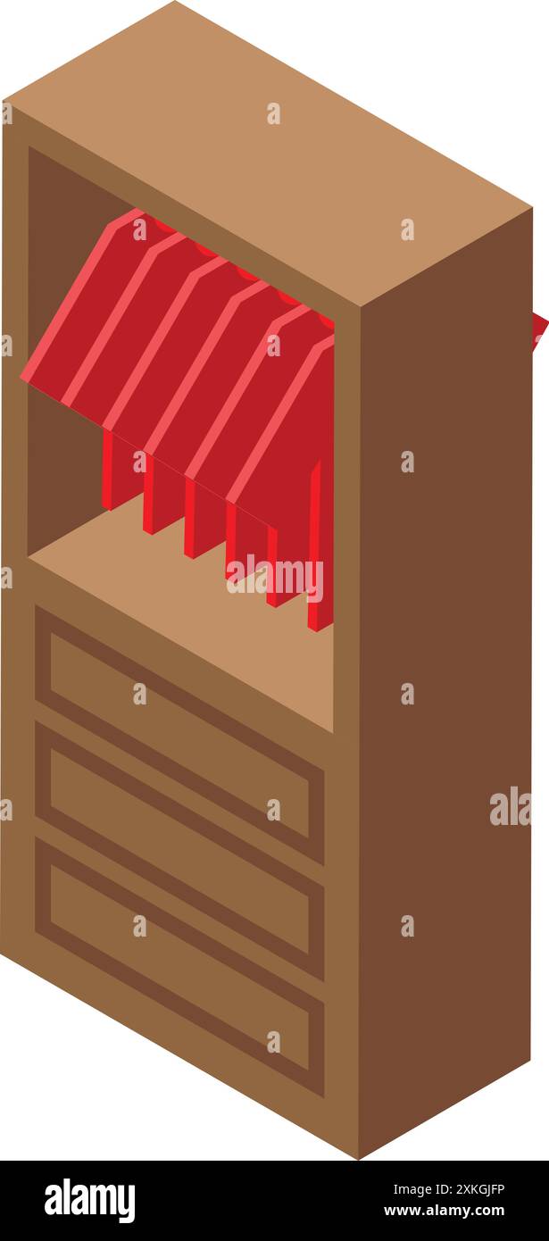 Isometric wooden office file cabinet with open top shelf organizing documents Stock Vector Image ...
