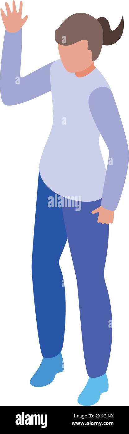Woman saying hello waving hand Stock Vector Images - Alamy