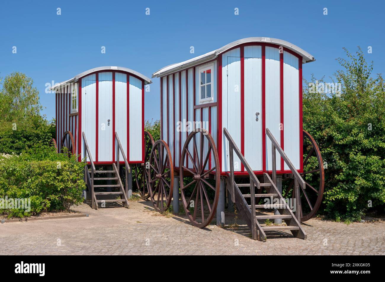 historical changing room on wheels,Promenade of Bansin,Usedom,baltic ...