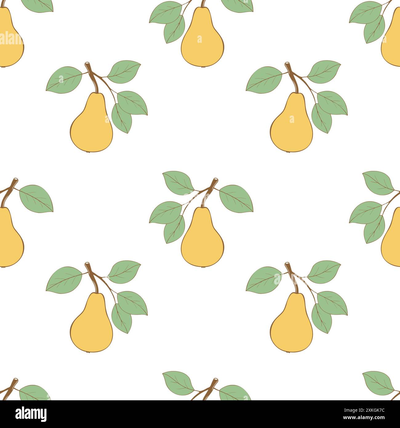 Yellow pears pattern contour drawing on white background. Vector ...