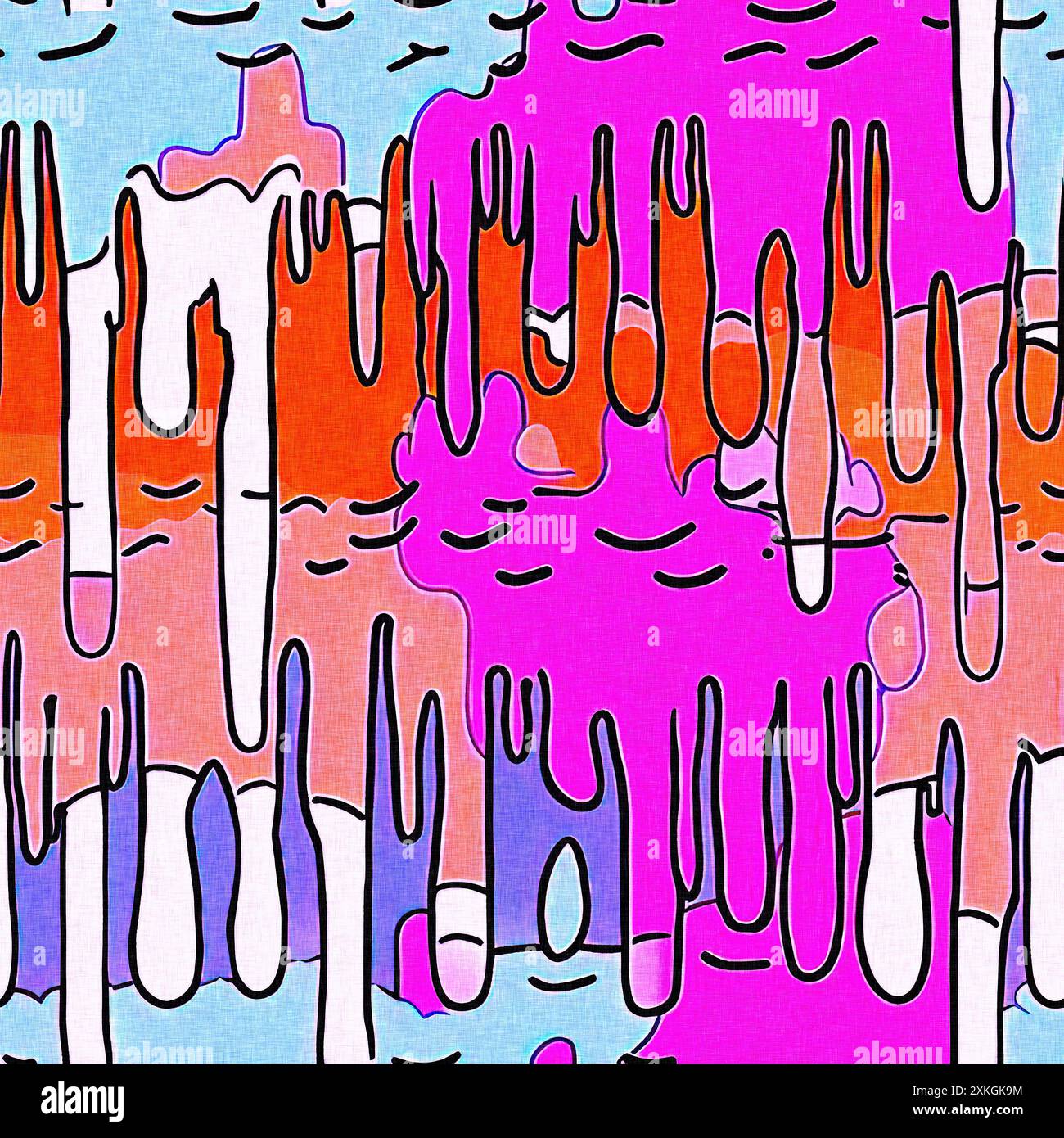 Fun dripping paint effect digital pattern with whimsical ink splodge ...