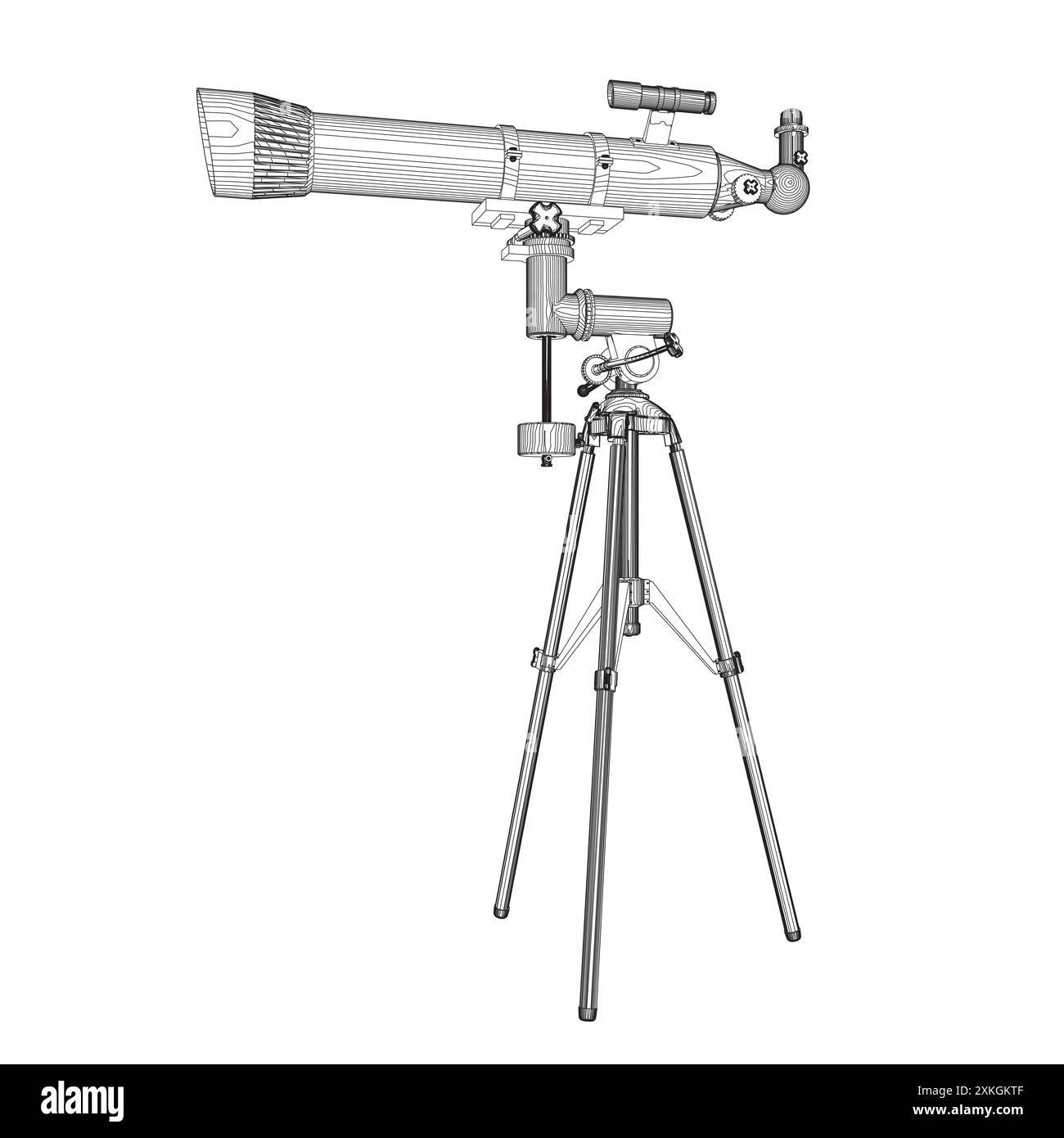 Contour drawing of Telescope - astronomy tool. Telescope in simple ...