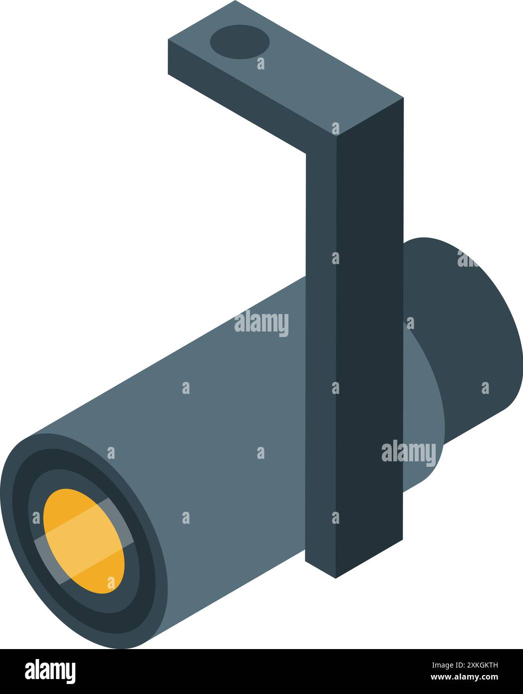 Professional studio spotlight is hanging on a metal bracket ...