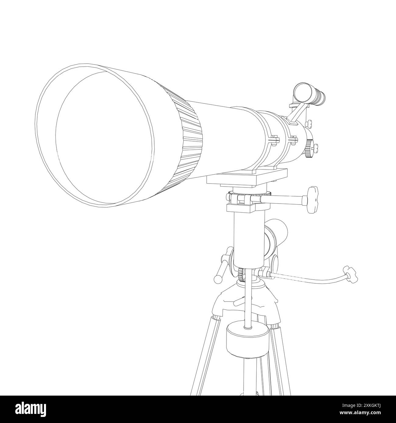 Contour drawing of Telescope - astronomy tool. Telescope in simple ...