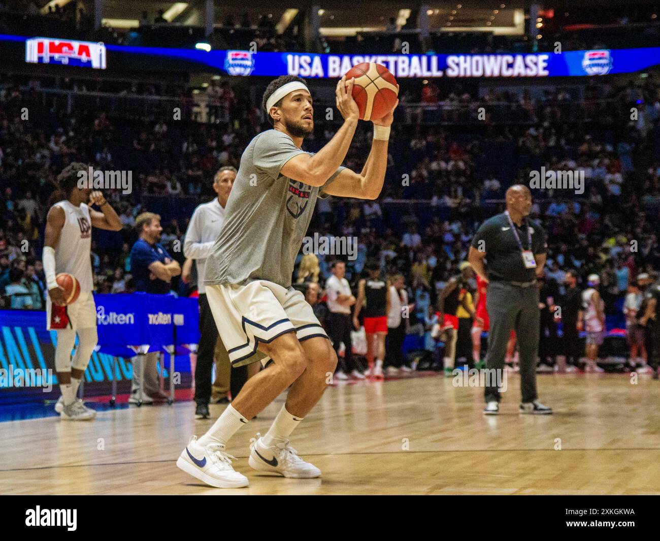 O2 Arena, UK. 22nd July, 2024. Devin Booker #15 for Team USA during the ...