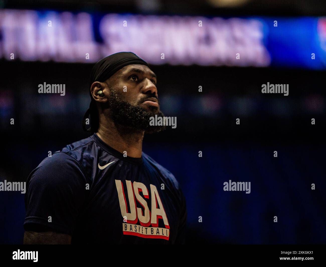 O2 Arena, UK. 22nd July, 2024. LeBron James #6 for Team USA during the ...